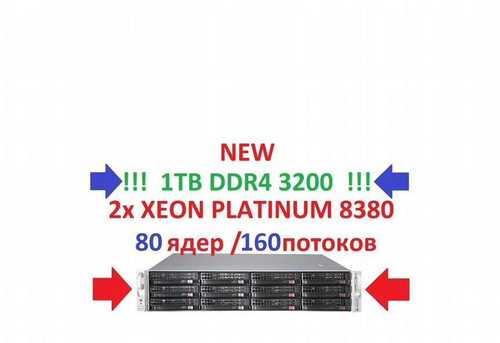 2x Xeon 8380 80 ядер/160 потоков / 1Tb / 2U