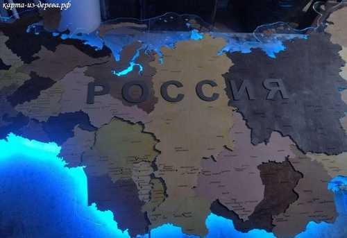 Карта России из дерева