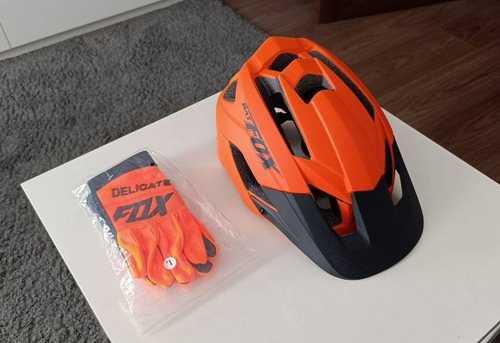 Шлем велосипедный и перчатки fox перчатки