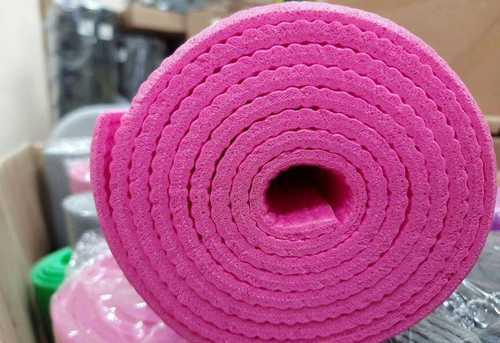 Коврик для йоги 5 мм розовый спорт фитнес пилатес