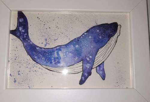 Картина рисунок акварель кит