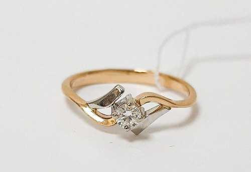 Золотое кольцо с бриллиантом 16 р (25400)