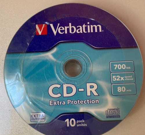 Компакт диски, cd-r, 10 штук, Verbatim