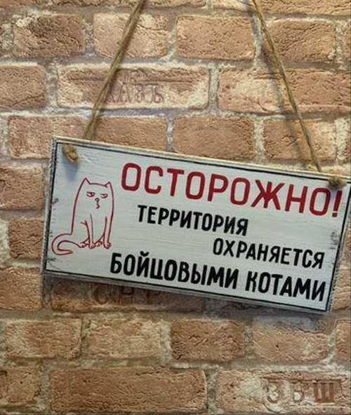 Табличка «Территория охраняется бойцовыми котами»