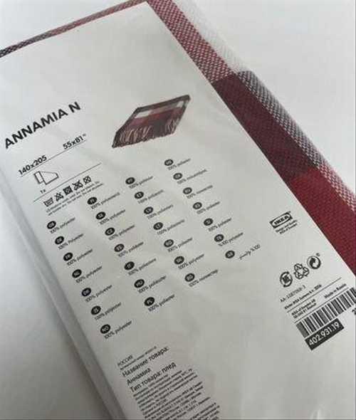 Аннамиа Плед, клетчатый красный, 140х205 см IKEA