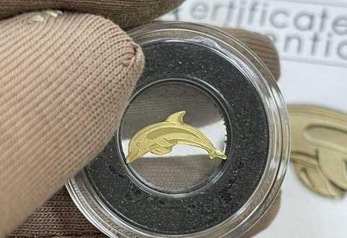Золотая монета Палау "Золотой Дельфин" 2017, 0,5гр