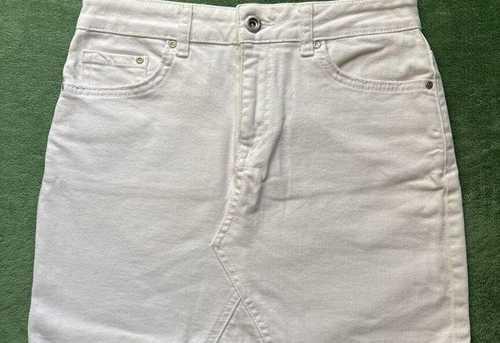 Юбка джинсовая белая мини