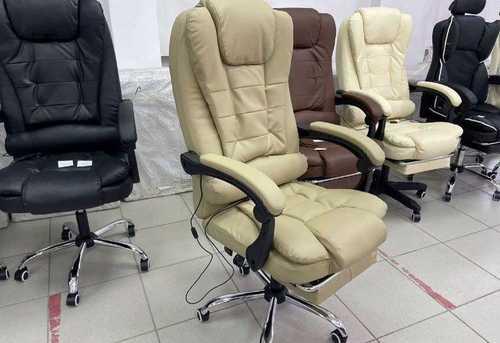 Офисное кожаное кресло/ кресло с массажем