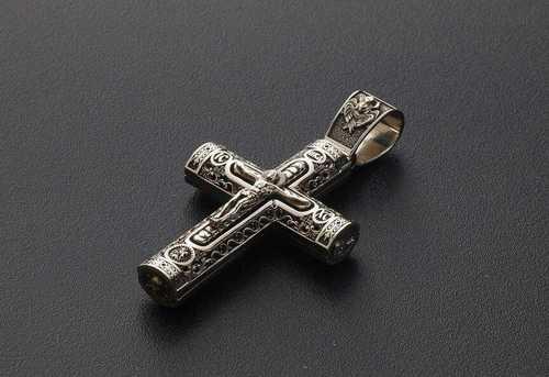 Крест серебряный с Казанской иконой Богородицы и Н