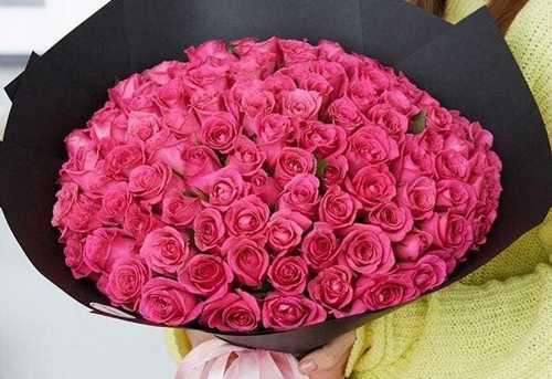 Букет роз 101 штука розовые Кения