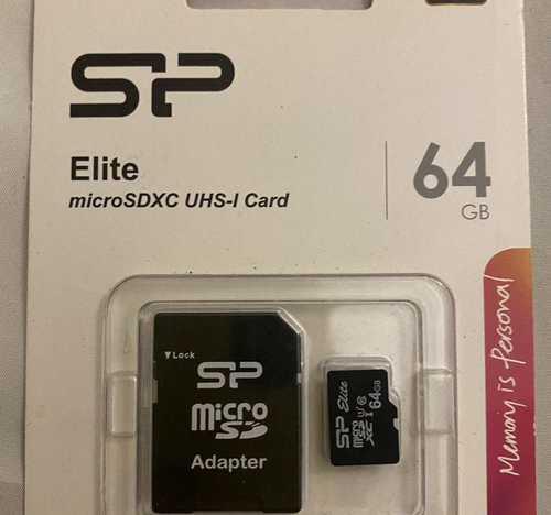 Карта памяти microsd Silicon Power Elite 64 гб