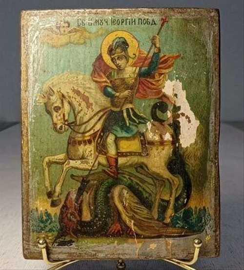 Старинная икона Георгий Победоносец
