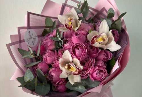 Кустовые пион.розы,орхидеи букет цветов,доставка