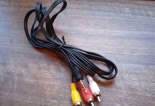 Кабель тюльпан 3,5Jack, 3RCA новый