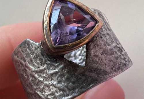Серебряное кольцо дизайнерское аметист