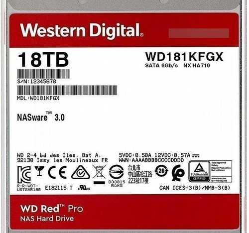 Жёсткий диск 18Tb sata-III WD Red Pro (WD181kfgx)