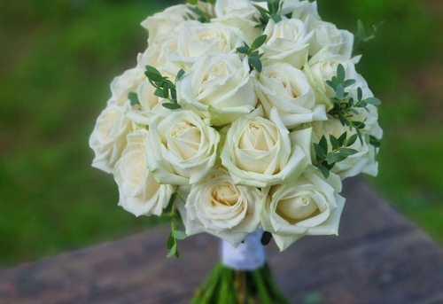Букет невесты, белые розы, букет роз