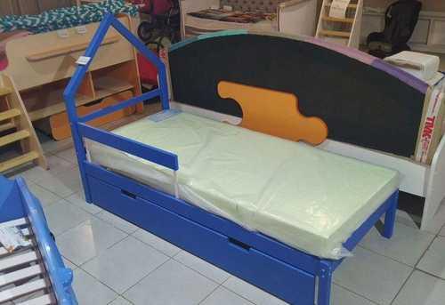 Кровать домик мини премиум с ящиками (массив)