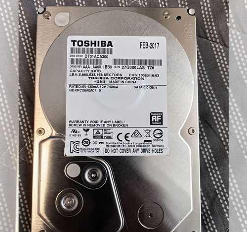 Toshiba жёсткий диск 3Тб 3.5 новый