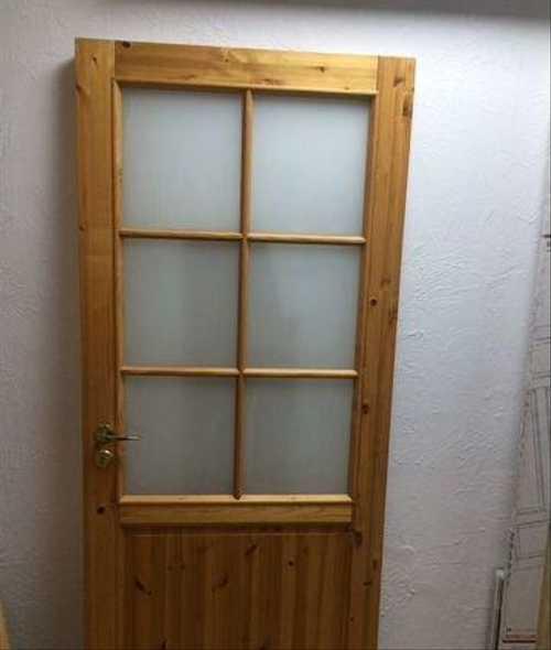Дверное полотно массив сосны со стеклом