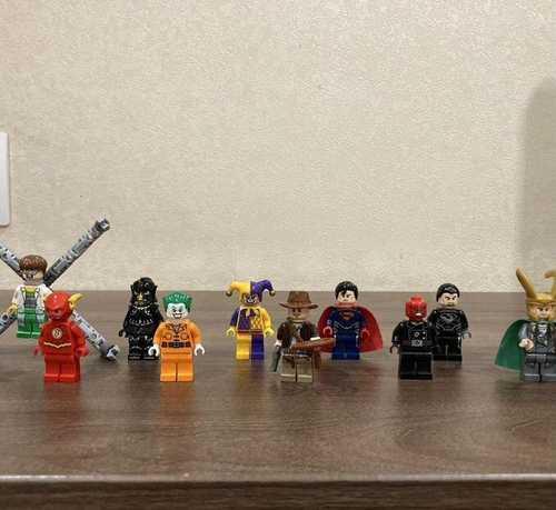 Lego minifigures (marvel, DC, Indiana, Knights)