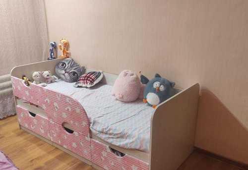Детская кровать от 3 лет для девочки с ящиками
