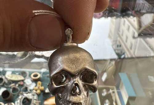 Кулон череп серебро