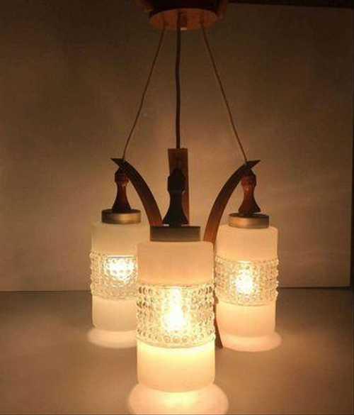 Люстра СССР 3 точки дерево