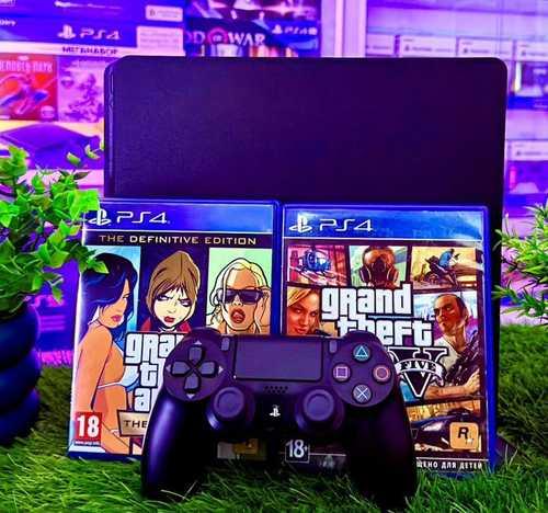 Sony PlayStation 4 Slim   50 игр   4 части GTA