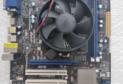 Материнка ASRock H61M 1155 процессор,память,кулер