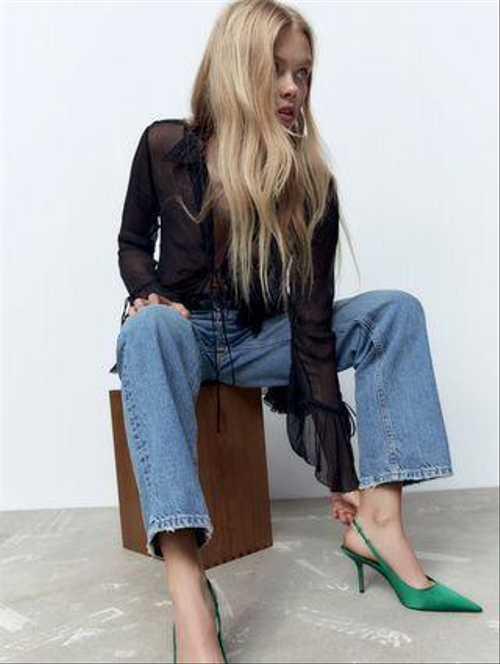 Туфли Zara с ремешком на пятке на высоком каблуке