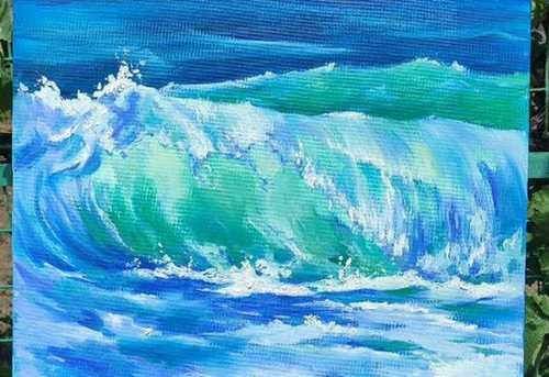 Картина с морем, морской пейзаж, прозрачная волна