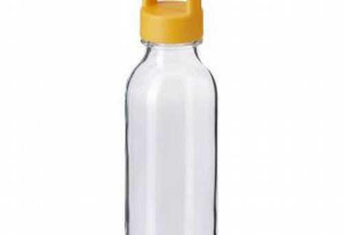 Бутылка IKEA 0.5 л, прозрачное стекло/желтый