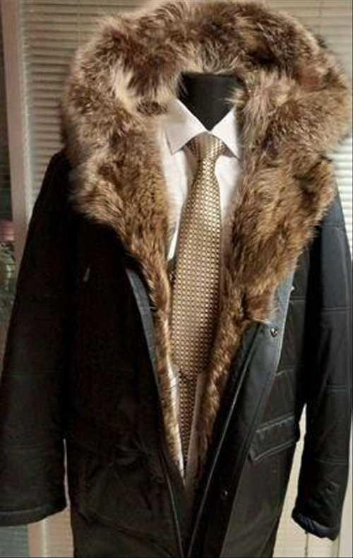 Мужская куртка аляска с мехом енота