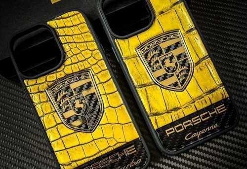 Чехол из кожи крокодила Porsche iPhone 14 pro max