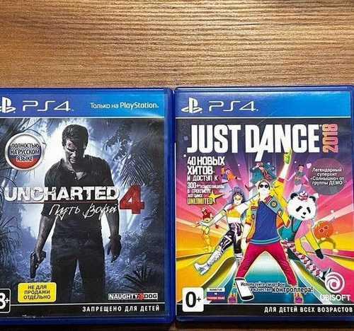 Диски на ps4 uncharted4, just dance, battlefront 2