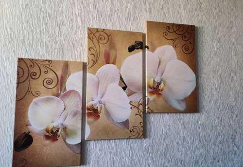 Картина "Орхидея" триптих на холсте