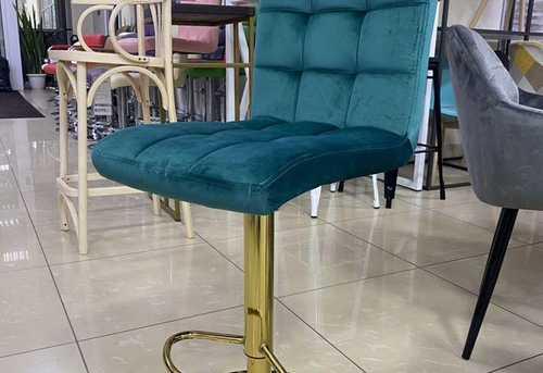 Барный стул Barneo N-48 Kruger gold велюр зеленый