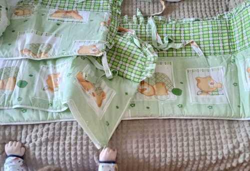 Бортики,балдахин и подушка для новорожденных