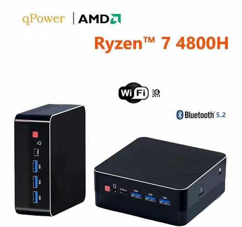 Мини компьютер, маленький легкий qPower Ryzen 4800