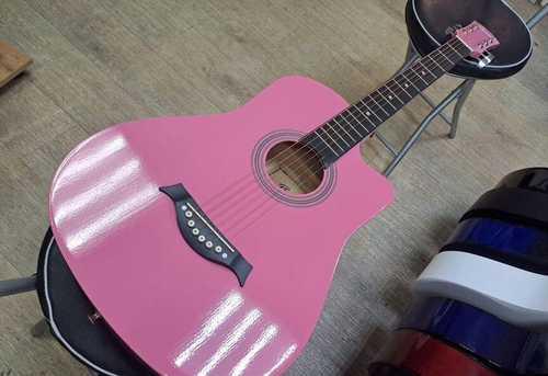Гитара акустическая розовая