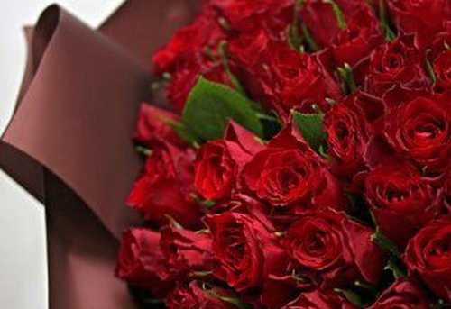 Букет из 101 красной розы 35-40 см (Кения)