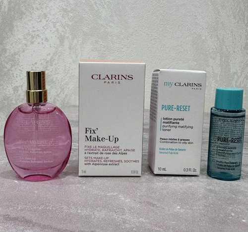 Clarins фиксатор для макияжа+матирующий тоник