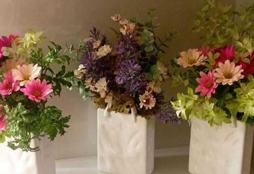 Ваза сумка, ваза корзинка, цветы искусственные