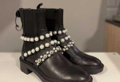 Ботинки натуральная кожа zara 35-36 новые