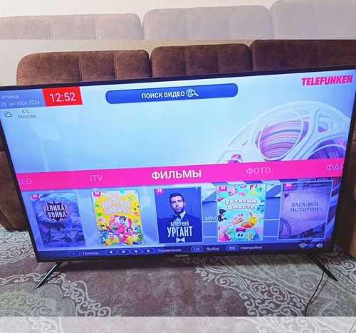 4К телевизор telefunken 55 дюймов 140 см SMART TV