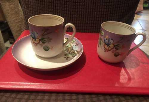 Фарфоровая Чайная пара и чашка Кузнецов