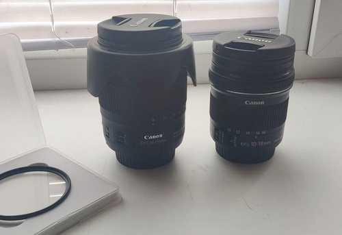 Комплект объективов Canon EF-s 18-135 и 10-18 + ко