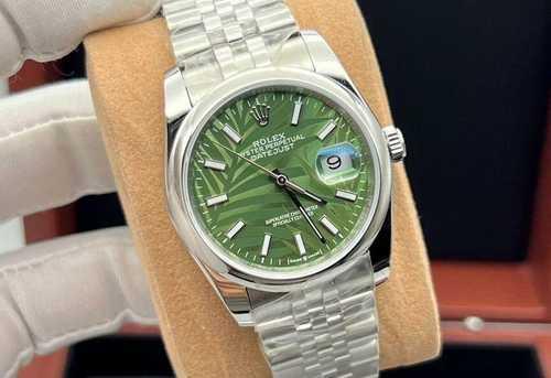 Роскошные женские часы Rolex Datejust зеленые