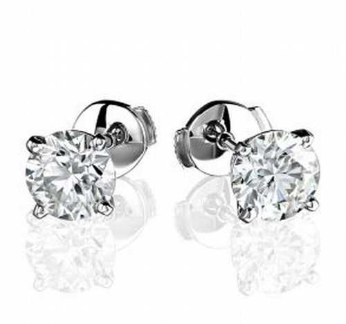 Пусеты GIA 1.01 F/VVS2 - 1.00 ct F/VVS2 exexex Round Cut Diamonds